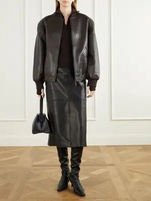 THE FRANKIE SHOP Alena Coated Bomber Jacket - Brown