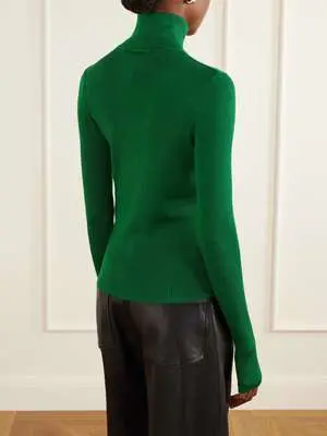 THE FRANKIE SHOP Ribbed Half-zip Wool And Silk-blend Sweater