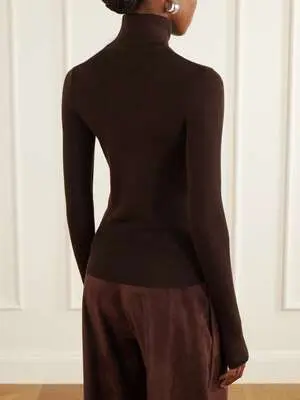 THE FRANKIE SHOP Sade Ribbed Wool And Silk-blend Half-zip Sweater