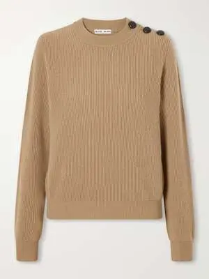 BLAZÉ MILANO Racka Ribbed Wool And Cashmere-blend Sweater - Camel