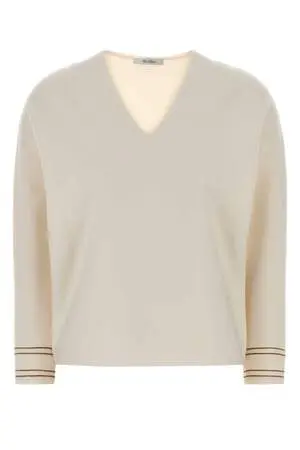 Max Mara Stretch Wool Blend Undici Sweater - White