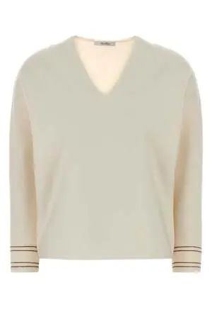 Max Mara MAX MARA Stretch Wool Blend Undici Sweater White