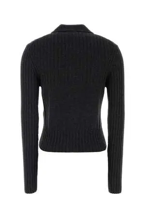 Victoria Beckham Graphite Wool Blend Cardigan