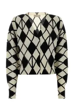 Blumarine Embroidered Wool Blend Cardigan - Multicolor