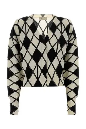 Blumarine Embroidered Wool Blend Cardigan - Multicolor
