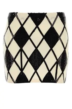 Blumarine Embroidered Wool Blend Mini Skirt - Multicolor