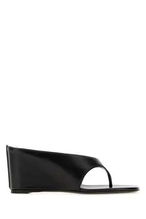JUDE Leather Yaga Thong Mules - Black