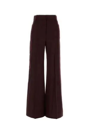 Victoria Beckham Aubergine Wool Alina Wide-leg Pant - Purple