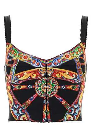 Dolce & Gabbana Printed Charmeuse Top - Red
