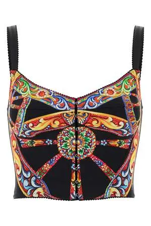Dolce & Gabbana Printed Charmeuse Top - Red