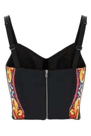 Dolce & Gabbana Printed Charmeuse Top - Red