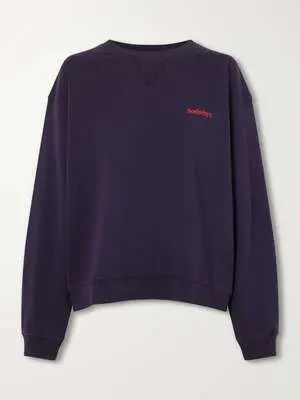 FRAME Sotheby's Logo-embroidered Cotton-jersey Sweatshirt - Navy