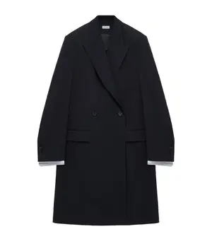 Loewe Wool-blend Double-breasted Coat - Navy