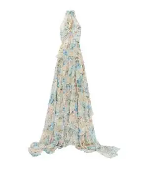 Alexander McQueen Silk Floral Maxi Dress - Green