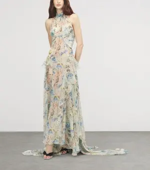 Alexander McQueen Silk Floral Maxi Dress - Green