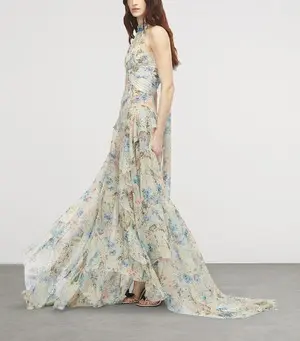 Alexander McQueen Silk Floral Maxi Dress - Green