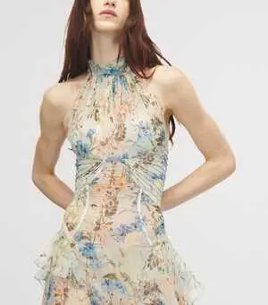 Alexander McQueen Silk Floral Maxi Dress - Green