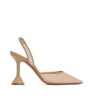 Amina Muaddi Holli Mesh Sling 95 Heels - Beige