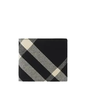 Burberry Check Patterned Bi-fold Wallet - Black