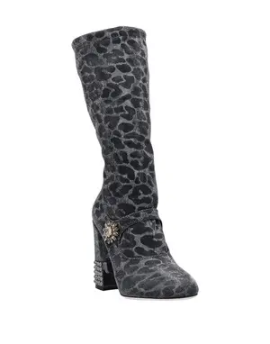 Dolce & Gabbana Leopard Print Block Heel Ankle Boots