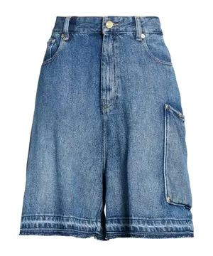 GANNI Light-colored Denim Work Shorts - Blue