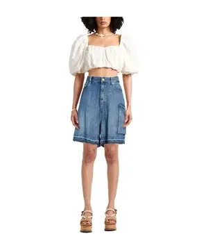 GANNI Light-colored Denim Work Shorts