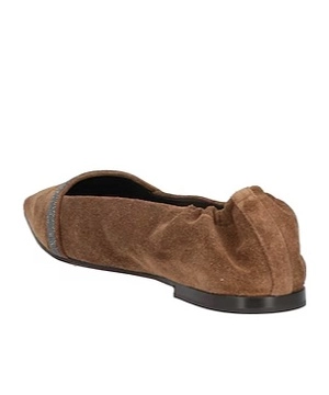 Brunello Cucinelli Square Toe Suede Ballet Flats