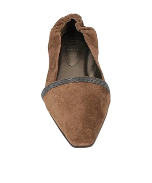 Brunello Cucinelli Square Toe Suede Ballet Flats