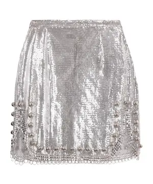 Rabanne Metallic Effect High Waist Skirt - Gray