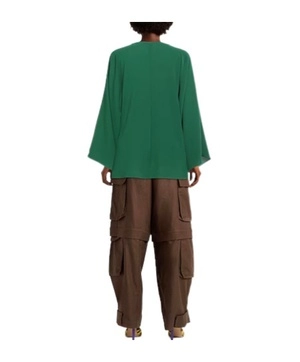 Max Mara Long Sleeve Crepe Shirt With Brooch Detail