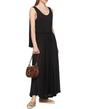 Chloé Tess Logo Embossed Ring Embellished Shoulder Bag - Brown