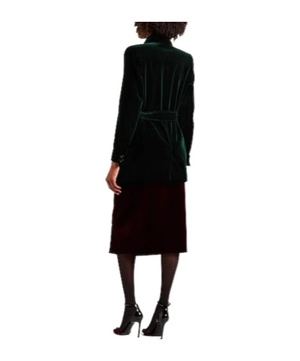 Saint Laurent Velvet Long-sleeve Blazer With Belt