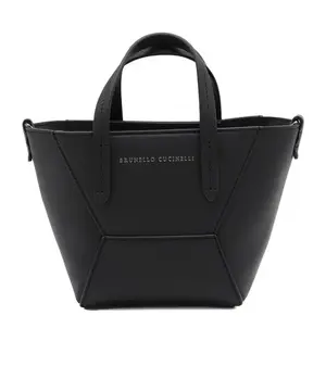Brunello Cucinelli Bc Duo Logo Embossed Mini Tote Bag - Black