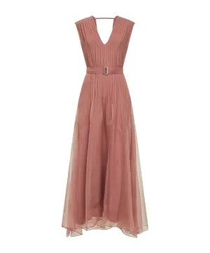 Brunello Cucinelli Pleated Sleeveless Dress - Pink