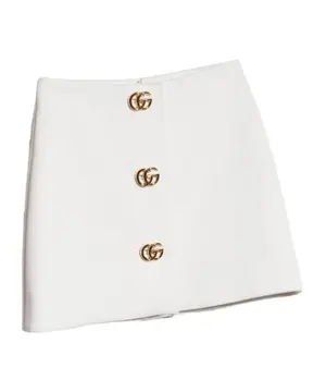 Gucci Double G Button Crêpe Skirt - White