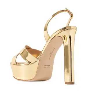 Jennifer Chamandi Metallic Leather Platform Slingback Sandals