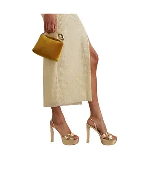 Jennifer Chamandi Metallic Leather Platform Slingback Sandals