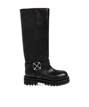 Off-White Logo Plaque Boots - Black
