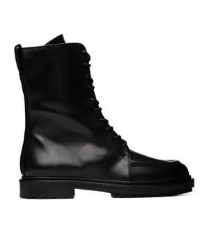 AeydĒ Plain Colour Leather Ankle Boots - Black