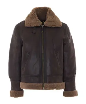 SCHOTT Leather Jacket With Shearling Collar - No