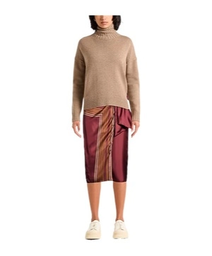 Max Mara Satin Tiewaist Midi Skirt