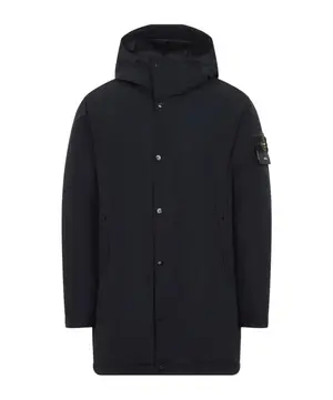 Stone Island Logo-patch Hooded Parka - Black