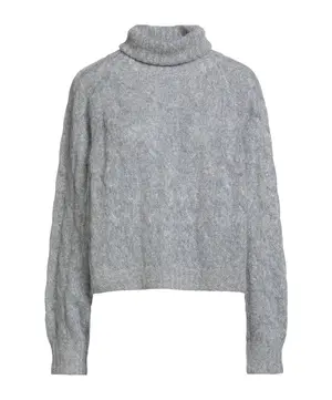 Brunello Cucinelli Long Sleeve Wool Turtleneck Sweaters - Grey