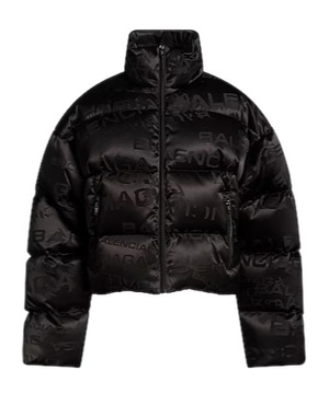 Balenciaga Minimalist Printed Down Jacket - Black