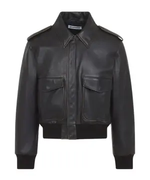 JIL SANDER Long-sleeve Leather Jacket With A Shirt Collar