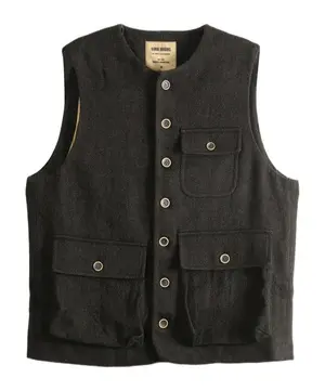 UMA WANG Single-breasted Vest - Black/brown