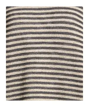 Brunello Cucinelli Striped Metallic Shortsleeve Knit Sweater