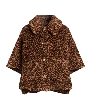 Max Mara Leopardprint Cape Coat - Brown
