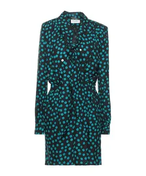 Saint Laurent Polka Dot Long Sleeve Dress - Black