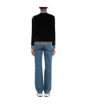 Dolce & Gabbana Solid Color Velvet Long-sleeve Turtleneck Coat